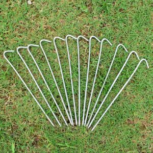 EUOKOK 9" Tent Stake Inflatable Stakes 12 Packs,Metal Tent Pegs Heavy Duty Ground Stake Hooks for Fencing, Tarp and Outdoor Christmas Decorations Yard