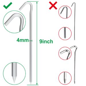 EUOKOK 9" Tent Stake Inflatable Stakes 12 Packs,Metal Tent Pegs Heavy Duty Ground Stake Hooks for Fencing, Tarp and Outdoor Christmas Decorations Yard