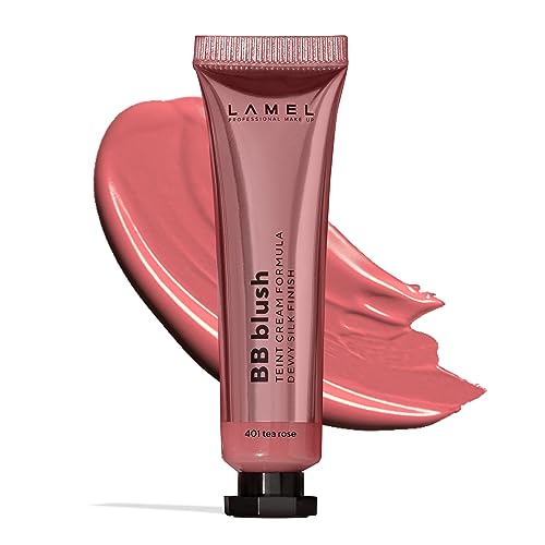 BB Blush Makeup LAMEL - Liquid Cream Blush for Cheeks & Lids Makeup, Creamy Texture, Hydrating, Long-Lasting, Blendable for All Skin Types - Cruelty-Free -401, Tea Rose -10ml/0,33fl.oz