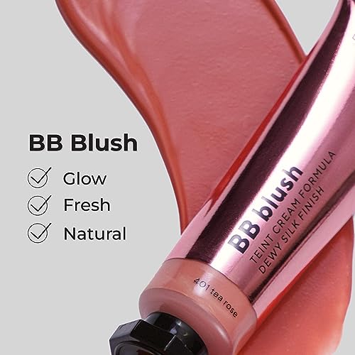 BB Blush Makeup LAMEL - Liquid Cream Blush for Cheeks & Lids Makeup, Creamy Texture, Hydrating, Long-Lasting, Blendable for All Skin Types - Cruelty-Free -401, Tea Rose -10ml/0,33fl.oz