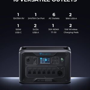 BLUETTI Portable Power Station AC300 & B300, 3072Wh Solar Generator LiFePO4 Power Station w/ 7 3000W AC Outlets (6000W Peak), Work with Alexa, Modular Home Battery Backup for Emergency, Vanlife