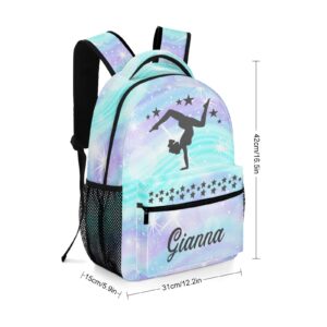 Gymnastic Purple Blue Personalized School Backpack Bags Kids Backpack for Teen Boys Girls Travel Backpack