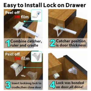 Upgraded Magnetic Cabinet Locks (32Locks and 6 Keys) Baby Proofing Magnetic Safety Locks with 3M Adhesive, One Minute Fast, Easy and No Drill Installation