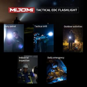 MIJOMI J81 Tactical Flashlight with Holster Rechargeable, 1300 Lumen Super Bright IP68 Waterproof Dual Button Flashlight for Tactical Games Outdoor