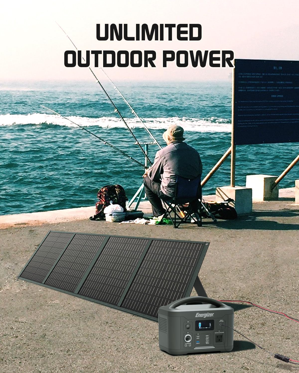 Energizer Portable Power Station 626 Watt-Hours with POWERWIN 110W Solar Panel for Outdoors Camping and Emergency Use, Solar Generator with 600-Watt (Peak 1000W) AC Outlet, 60-Watt PD Fast Charging