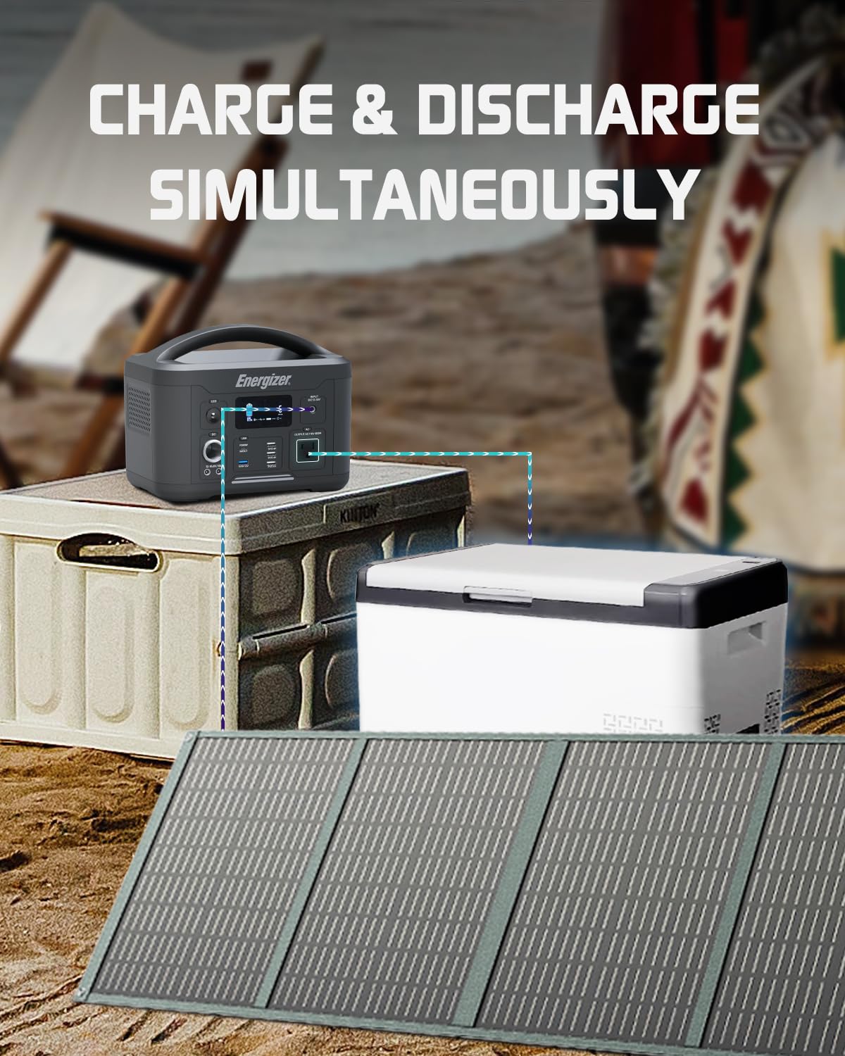 Energizer Portable Power Station 626 Watt-Hours with POWERWIN 110W Solar Panel for Outdoors Camping and Emergency Use, Solar Generator with 600-Watt (Peak 1000W) AC Outlet, 60-Watt PD Fast Charging