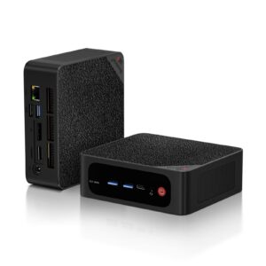 beelink ser5 max mini pc, amd ryzen 7 5800h(up to 4.4ghz) 8c/16t, mini computer 32gb ddr4 ram 500gb nvme ssd, mini desktop computer 4k@60hz triple display hdmi&dp&usb-c wifi6/bt5.2/wol/htpc/w-11 pro