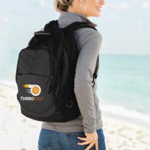 TEEAMORE Custom Travel Laptop Backpack Add Your Embroidered Logo Computer Water Resistant Bag Dark Charcoal Black