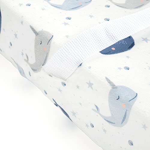 Lush Decor Narwhal Starfish Soft & Plush Changing Pad Cover, 32" x 16" x 5", Blue & Gray