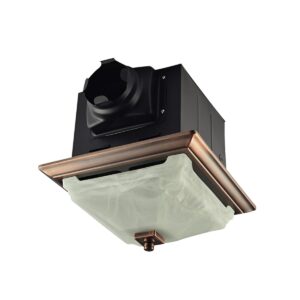 lift bridge kitchen & bath decorative square 110 cfm oil rubbed bronze bathroom ceiling ventilation & exhaust fan with light and glass globe, quiet 1.5 sones bath fan