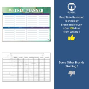 Pubell Dry Erase Calendar Whiteboard for Fridge - 3PCS Set of Monthly Calendar for Refrigerator, Magnetic Weekly Schedule Planner with Notepad List for Family Kitchen Planning Board