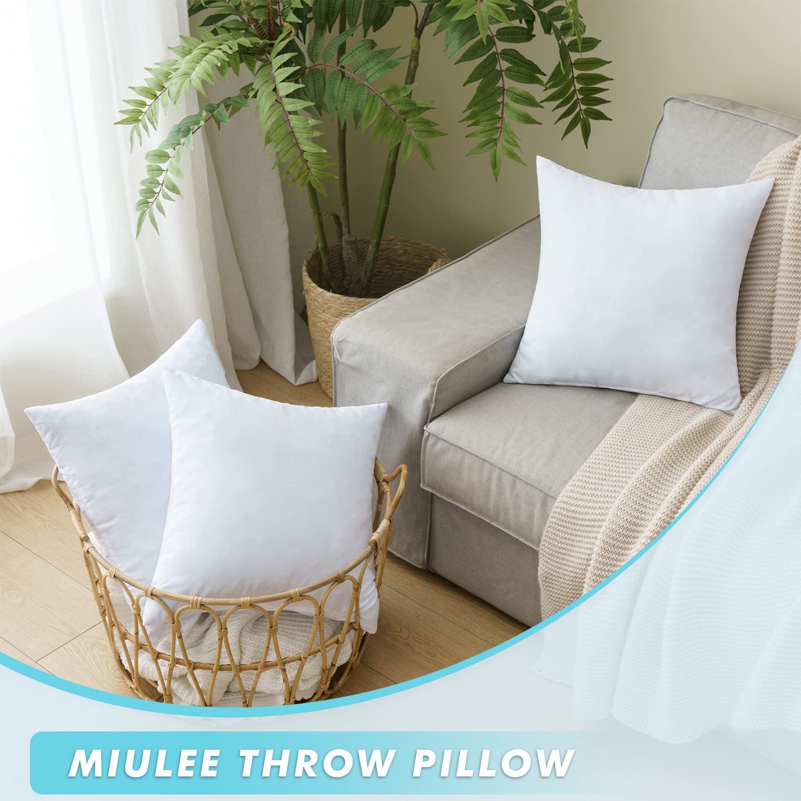 MIULEE Pack of 2 20x20 Pillow Inserts-Decorative Shredded Memory Foam Cooling Throw Pillows-Adjustable Premium Square Wedding Pillow Stuffer Form for Couch Bed Cushion