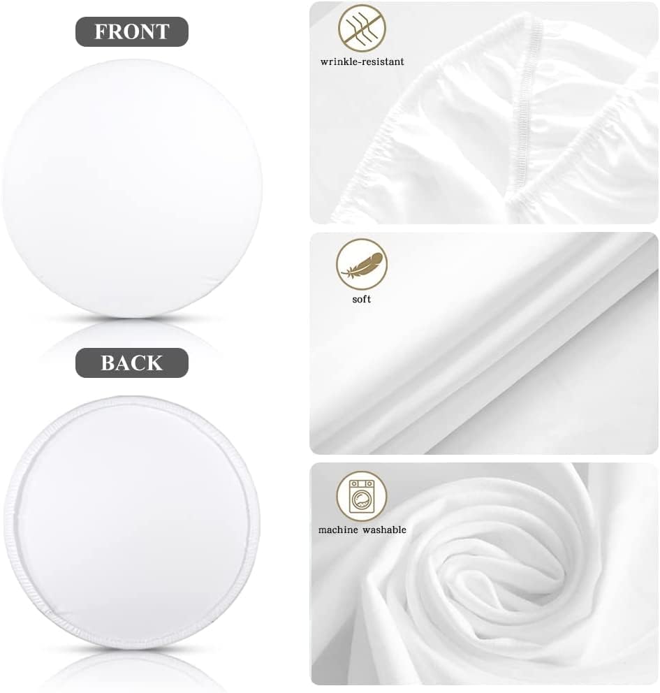 DASHAN White Round Backdrop Cover 6.5x6.5ft Polyester Pure White Birthday Party Photography Background Banquet Press Conference Performance Cake Table Decor for Adult Kids Portrait Photo Studio Props