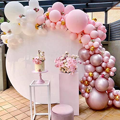 DASHAN White Round Backdrop Cover 6.5x6.5ft Polyester Pure White Birthday Party Photography Background Banquet Press Conference Performance Cake Table Decor for Adult Kids Portrait Photo Studio Props