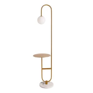 jktolky led gold floor lamp, marble base floor lamp, modern 60.2" tall standing lamps for living room - stand up arching lamp with black double shade and marble base for bedrooms