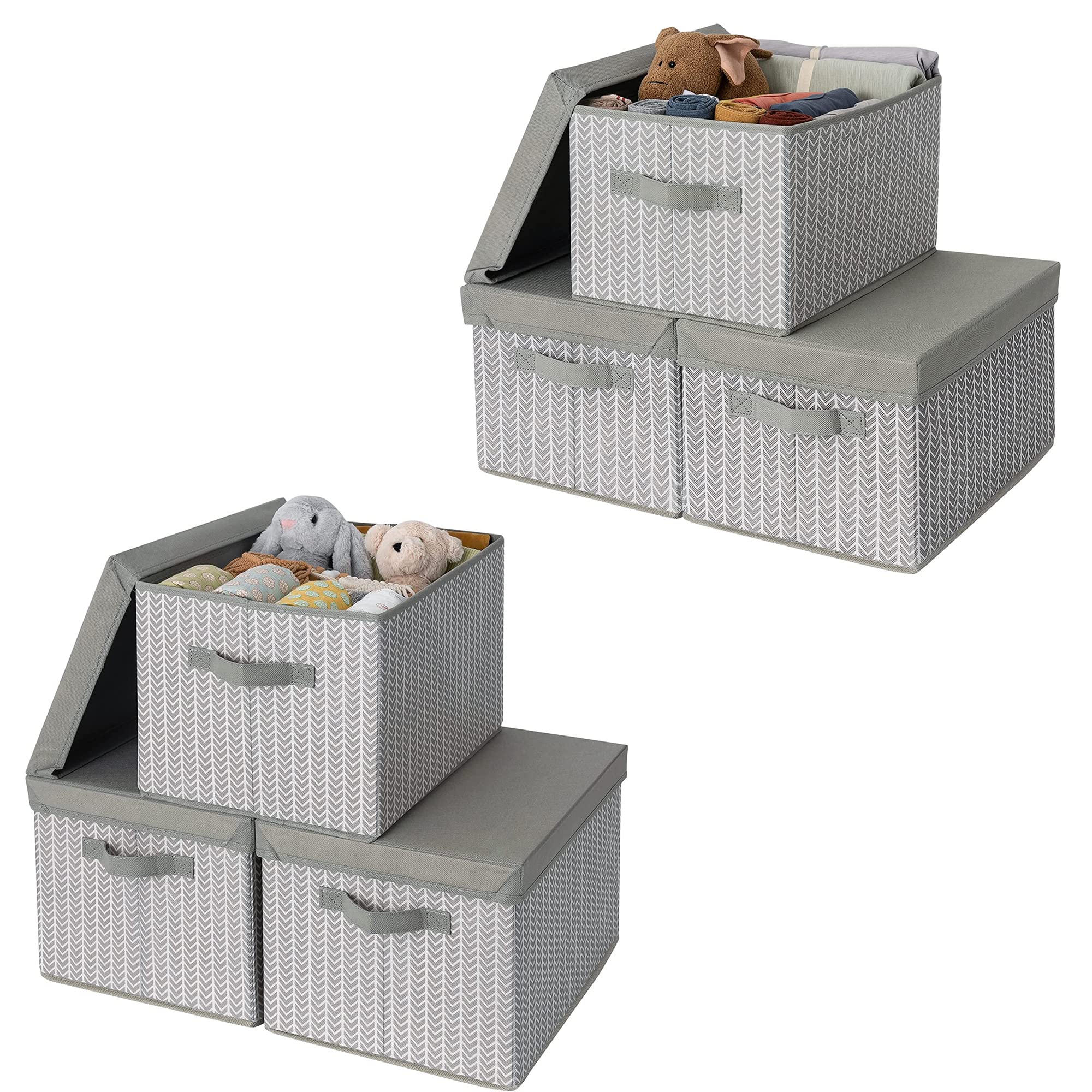 GRANNY SAYS Bundle of 3-Pack Closet Storage Bins & 3-Pack Rectangle Storage Bins with Lids