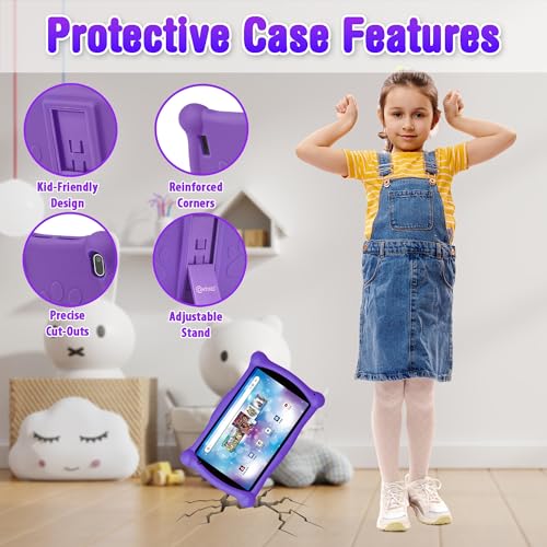 Contixo 7 inch Kids Learning Tablet, Bluetooth Kids Wireless Headphone and Tablet Bag Bundle with Teacher Approved apps and Parent Control - Purple Set