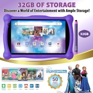 Contixo 7 inch Kids Learning Tablet, Bluetooth Kids Wireless Headphone and Tablet Bag Bundle with Teacher Approved apps and Parent Control - Purple Set