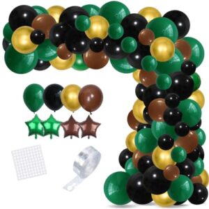 dark green black gold balloon garland arch - dark green gold balloons black brown balloons for birthday anniversary engagement graduation party decorations