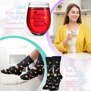 Patelai 2024 Graduation Gift Idea for Graduates, Congrats Grad Gift Set Including Graduation Wine Glass and Graduation Unisex Socks for College Graduates Daughter Friends