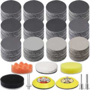 126 pieces 3 inch sanding disc, goh dodd headlight restoration kit hook and loop sanding pads 60 to 10000 wet dry sandpaper with 1/8" and 1/4” shank, backing pad, polishing pads and interface pad