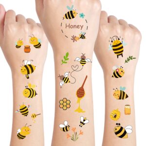 24 sheets bumble bee temporary tattoos, birthday decorations bee party favors