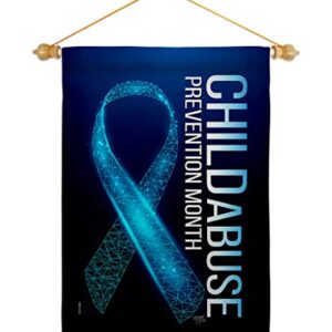 Breeze Decor Prevention Child Abuse Garden Flag Set Wood Dowel Support Awareness Inspirational Survivor Ribbon Cancer Autism Breast BLM House Banner Small Yard Gift Double-Sided, Made in USA