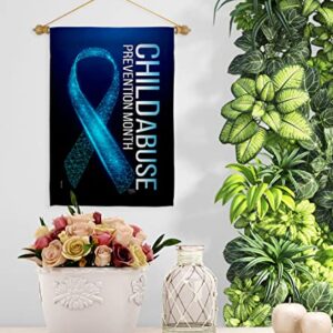 Breeze Decor Prevention Child Abuse Garden Flag Set Wood Dowel Support Awareness Inspirational Survivor Ribbon Cancer Autism Breast BLM House Banner Small Yard Gift Double-Sided, Made in USA