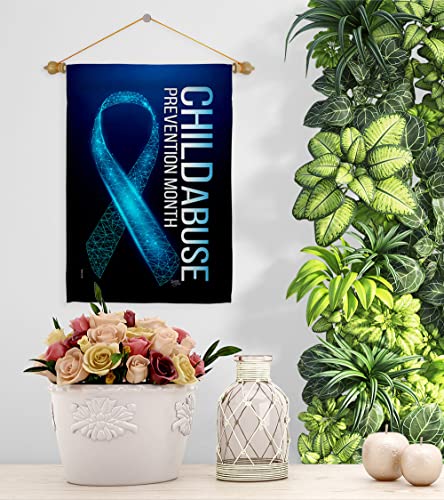 Breeze Decor Prevention Child Abuse Garden Flag Set Wood Dowel Support Awareness Inspirational Survivor Ribbon Cancer Autism Breast BLM House Banner Small Yard Gift Double-Sided, Made in USA