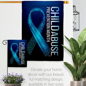 Breeze Decor Prevention Child Abuse Garden Flag Set Wood Dowel Support Awareness Inspirational Survivor Ribbon Cancer Autism Breast BLM House Banner Small Yard Gift Double-Sided, Made in USA