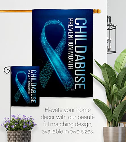 Breeze Decor Prevention Child Abuse Garden Flag Set Wood Dowel Support Awareness Inspirational Survivor Ribbon Cancer Autism Breast BLM House Banner Small Yard Gift Double-Sided, Made in USA