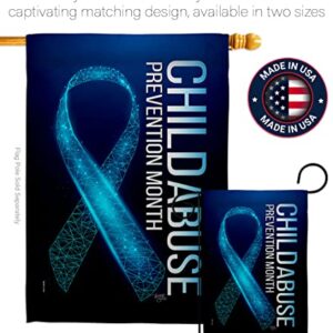 Breeze Decor Prevention Child Abuse Garden Flag Set Wood Dowel Support Awareness Inspirational Survivor Ribbon Cancer Autism Breast BLM House Banner Small Yard Gift Double-Sided, Made in USA