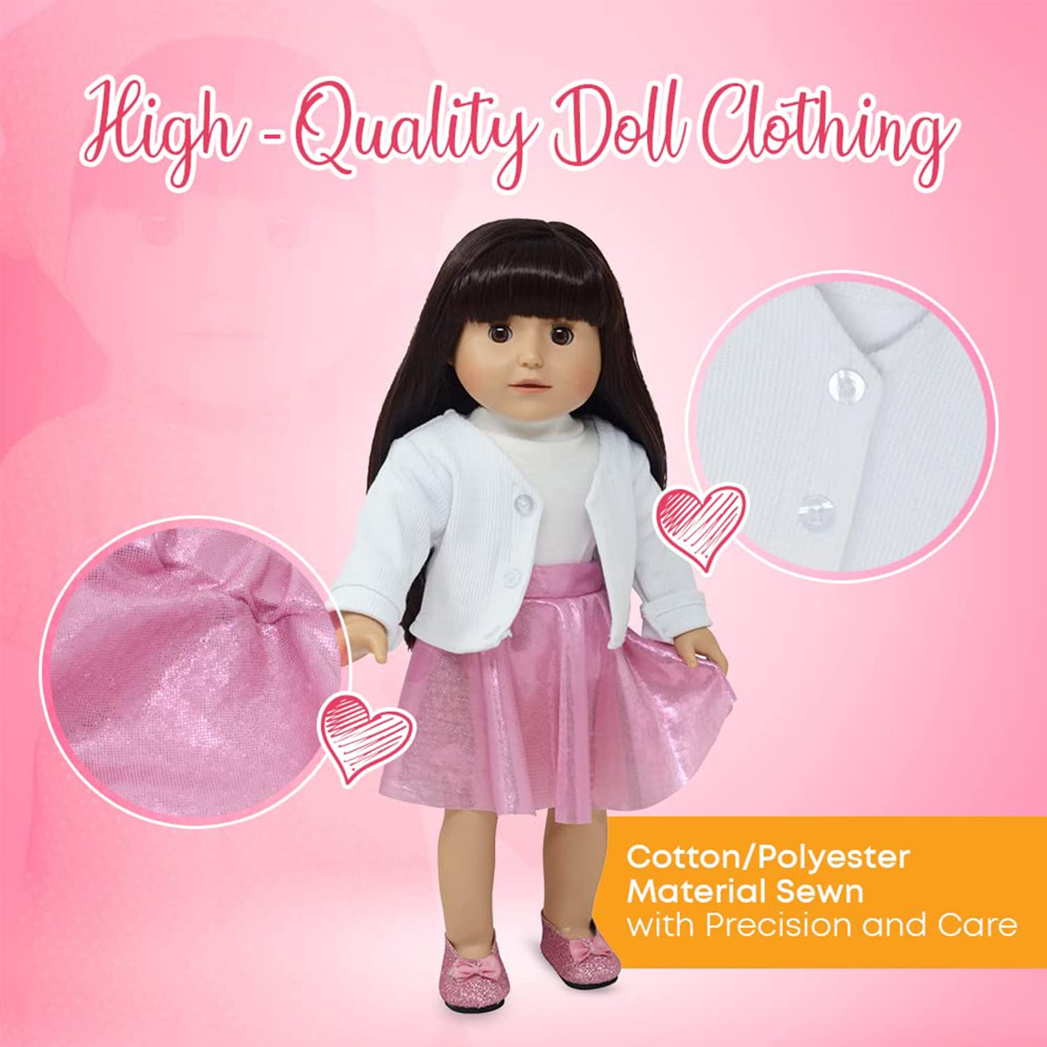 18 Inch Doll Clothes Dress and Doll Accessories (Vintage Clothing Set)