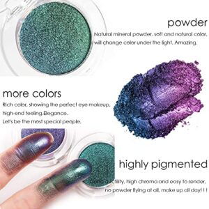 evpct 2Pcs Mermaid Duochrome Iridescent Eyeshadow Palette Bright Purple Emerald Green Blue Glitter Shimme Loose Eyeshadow Palette Pigments MultiChrome Chameleon Chrome Holographic Eyeshadow,2g,03&04