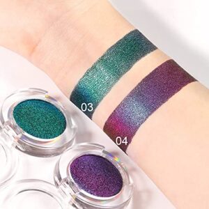 evpct 2Pcs Mermaid Duochrome Iridescent Eyeshadow Palette Bright Purple Emerald Green Blue Glitter Shimme Loose Eyeshadow Palette Pigments MultiChrome Chameleon Chrome Holographic Eyeshadow,2g,03&04