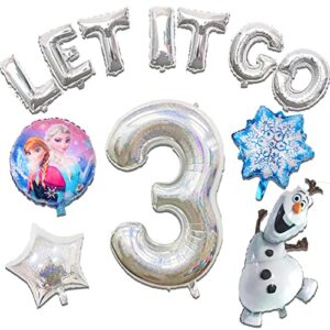 12 pcs snowman birthday party balloons for frozen birthday party decoration cartoon foil balloons bouquet for children birthday party (sliver-3rd)