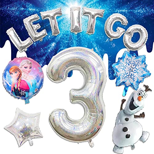 12 PCS Snowman Birthday Party Balloons For Frozen Birthday Party Decoration Cartoon Foil Balloons Bouquet For Children birthday Party (Sliver-3rd)