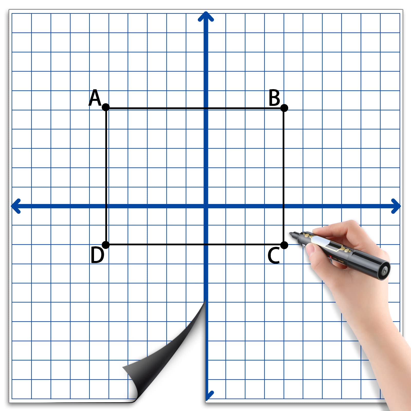 4 Pieces Jumbo Magnetic XY Coordinate Dry Erase Grid, Magnetic Graph for Grid Whiteboard, Dry Erase Board, Dry Erase Graph for Classrooms, Teaching, Learning Tools, 26 x 26 Inches