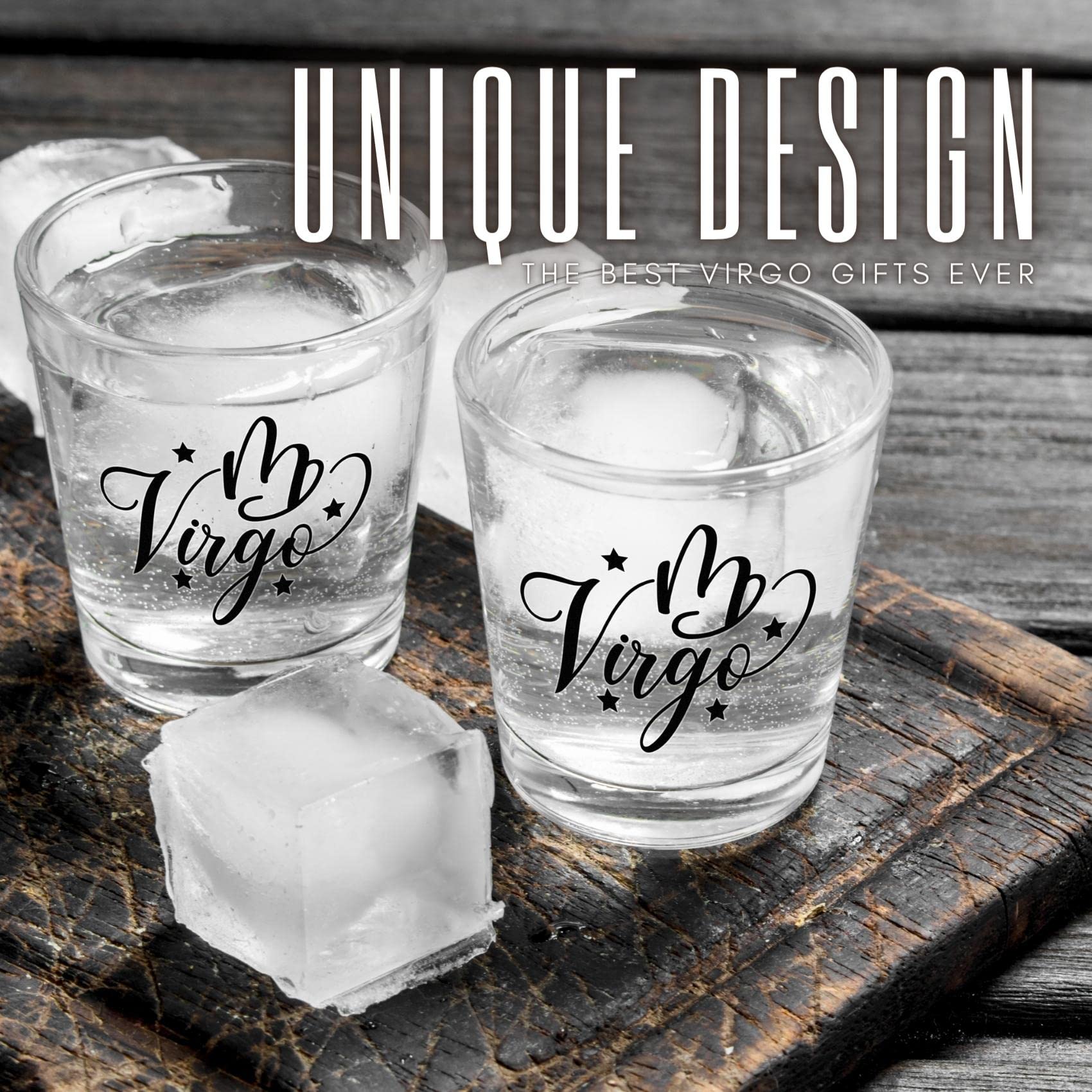 Onebttl Zodiac Sign Shot Glass Set of 2, Unique Birthday Gifts for Women, Men, Friend, Coworker, Wife, Husband- (1.5oz/45ml)- Virgo