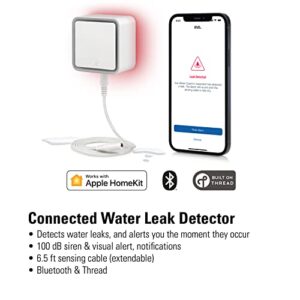 Eve Water Guard - Smart Home Water Leak Detector, 6.5 ft Sensing Cable, 100 dB Siren, (Apple HomeKit), App Notifications, Bluetooth, Thread