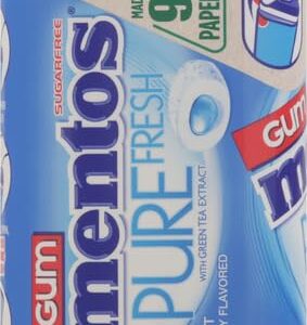 Mentos Pure Fresh Sugar-Free Chewing Gum with Xylitol, Fresh Mint, in a recyclable 90% Paperboard Bottle, 80 Piece (Pack of 1)