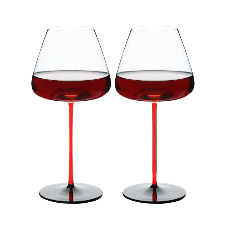 HIJIAD, a super Burgundy and Bordeaux large capacity red wine glass, handmade by master craftsmen. (2 sets) (Upgraded-Reinforced Thickness) (Classic - Normal Thickness)