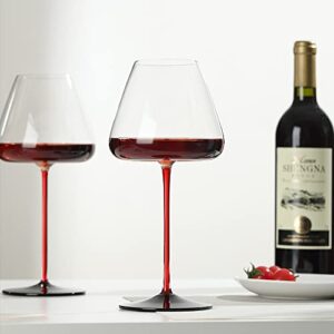 HIJIAD, a super Burgundy and Bordeaux large capacity red wine glass, handmade by master craftsmen. (2 sets) (Upgraded-Reinforced Thickness) (Classic - Normal Thickness)