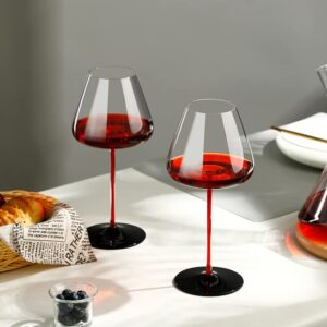 HIJIAD, a super Burgundy and Bordeaux large capacity red wine glass, handmade by master craftsmen. (2 sets) (Upgraded-Reinforced Thickness) (Classic - Normal Thickness)