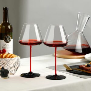 HIJIAD, a super Burgundy and Bordeaux large capacity red wine glass, handmade by master craftsmen. (2 sets) (Upgraded-Reinforced Thickness) (Classic - Normal Thickness)