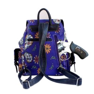 Texas West Western Sugar Skull Concealed Carry Backpack With adjustable straps in 4 colors (Turquoise)