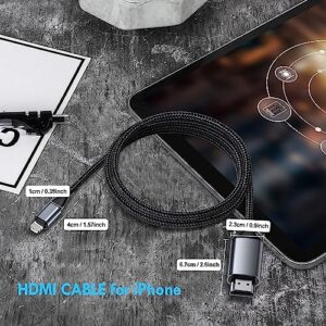 lulaven HDMI Cable for iPhone to TV, Lighting to HDMI Adapter Connector Compatible with iPhone14, 13, 12, 11 & YouTube TV Output with 1080P HD Display, Just Plug and Play (13.2FT, Gray)