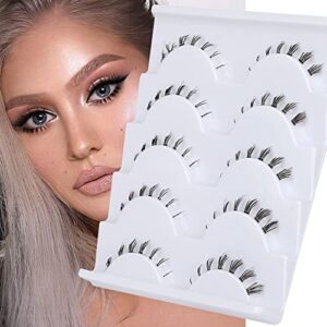 lower lashes 5 pairs clear band bottom lashes false eyelashes natural look demi wispies lashes strip eye lashes under lashes extensions soft handmade fake lashes pack by zenotti