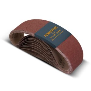 powertec 110110v 4 x 36 inch sanding belts 120 grit aluminum oxide belt sander sanding belt sandpaper for belt and disc sander – 10 pack