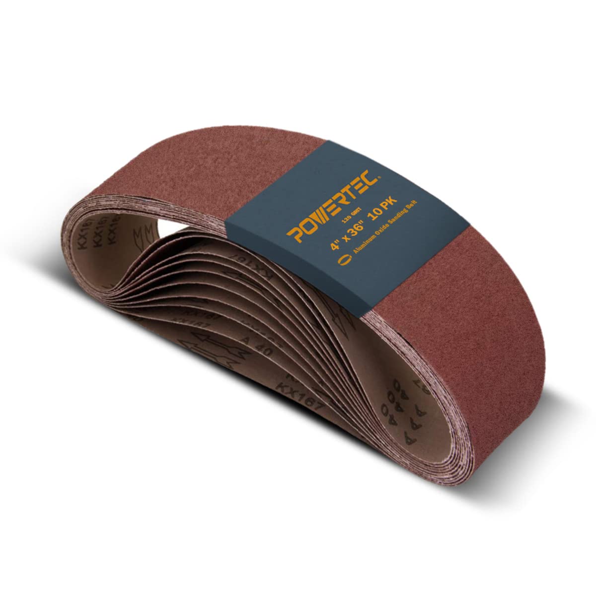 POWERTEC 110110V 4 x 36 Inch Sanding Belts 120 Grit Aluminum Oxide Belt Sander Sanding Belt Sandpaper for Belt and Disc Sander – 10 Pack